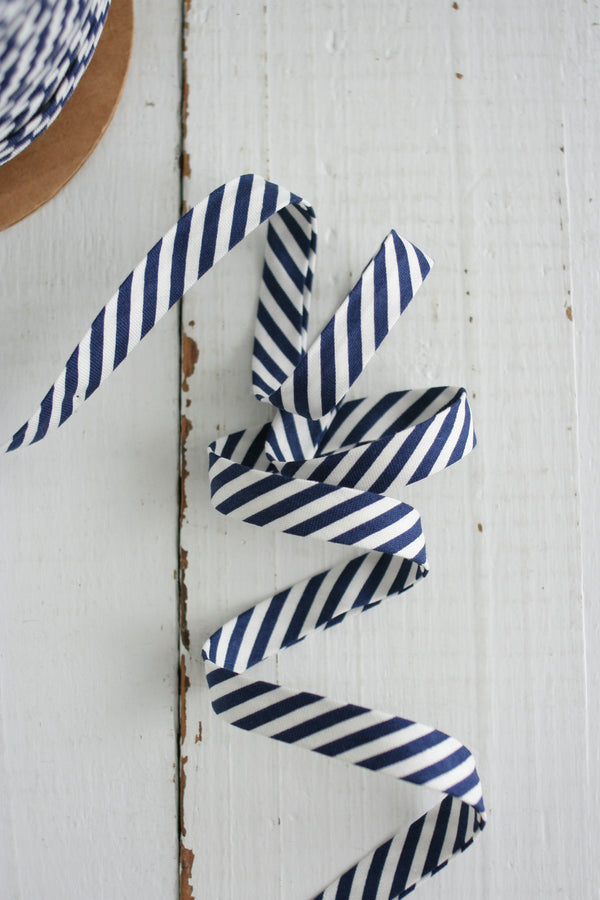 Navy Stripe Bias Tape & Quilt Binding - Bessie Pearl Binding Co.