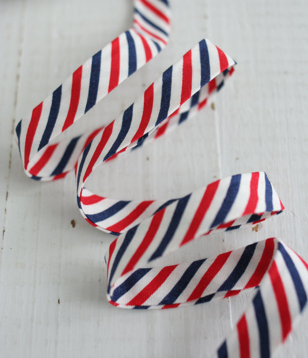 Red & Navy Stripe Bias Tape & Quilt Binding - Bessie Pearl Binding Co.